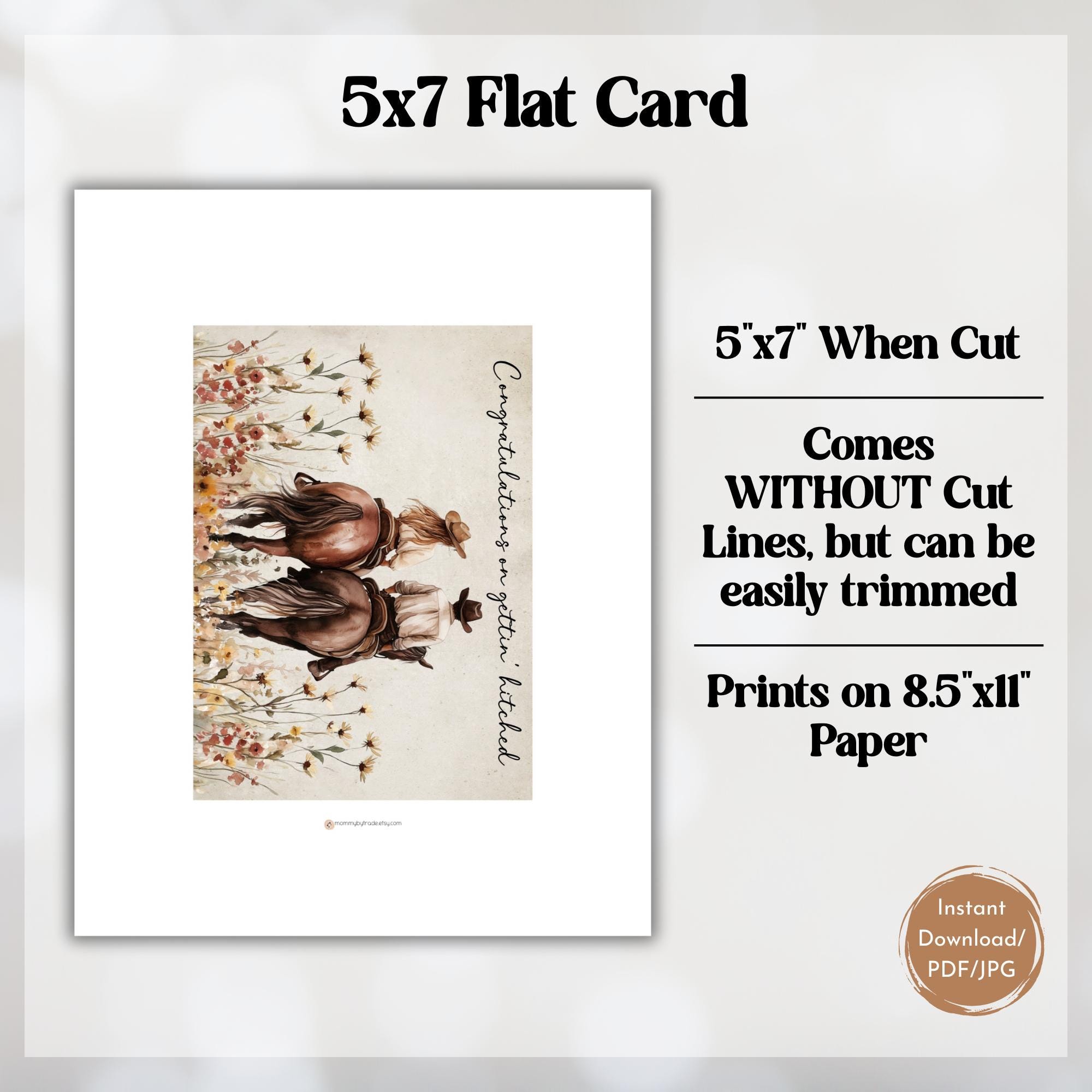 Printable Rustic Wedding Card: Cowboy & Cowgirl Horses, Western ...