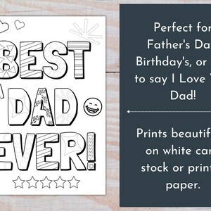 Printable Coloring Card for Dad,printable Fathers Day Card,colorable ...