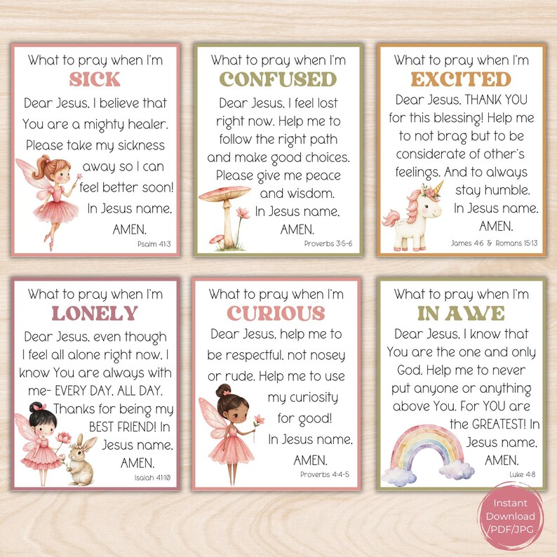 Printable Fairy Garden Prayer Cards for Girls: Beginner Prayer Prompts ...