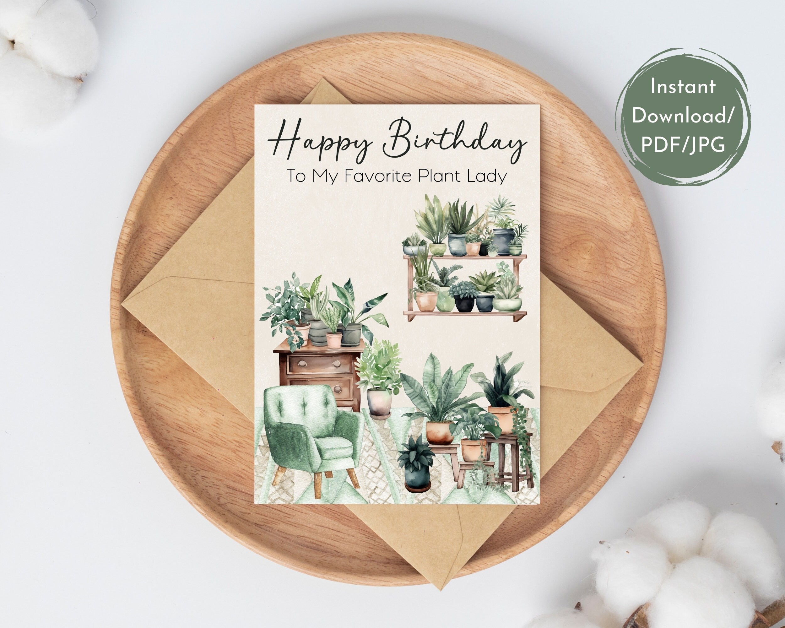 Printable Happy Birthday Plant Lady Card,birthday Card for Her, Happy ...