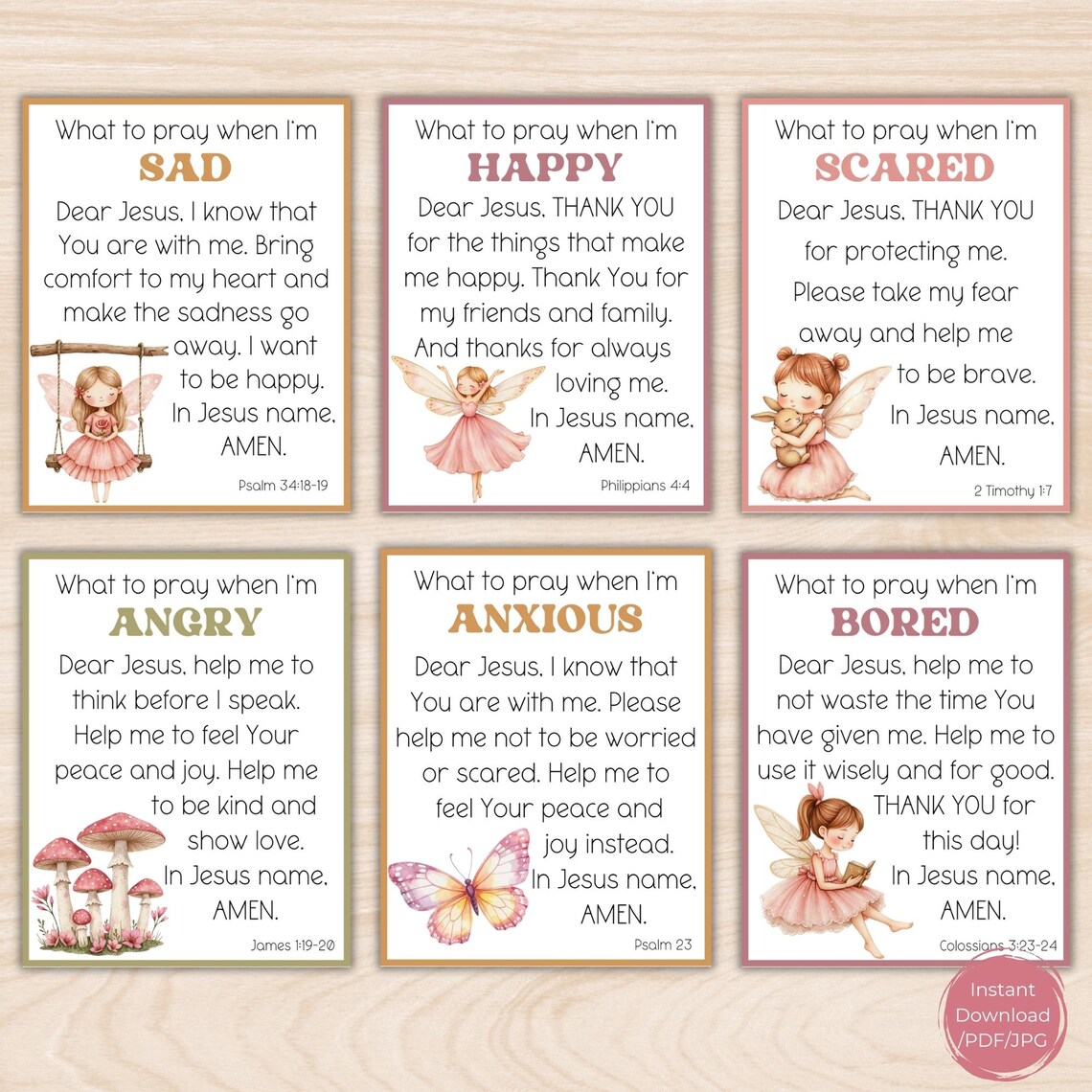 Printable Fairy Garden Prayer Cards for Girls: Beginner Prayer Prompts ...