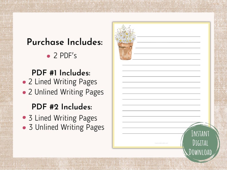 Printable Daisy Stationery,digital Download,printable Writing Paper ...