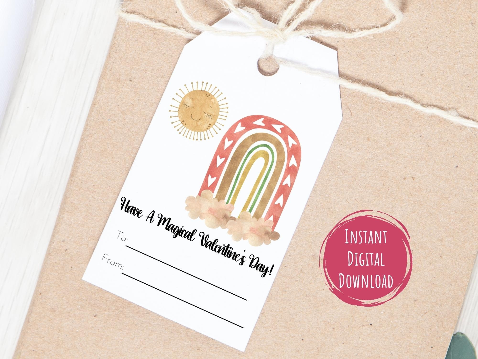 Printable Kids Valentine's Day Cards,boho Rainbow,girls Valentine Cards ...