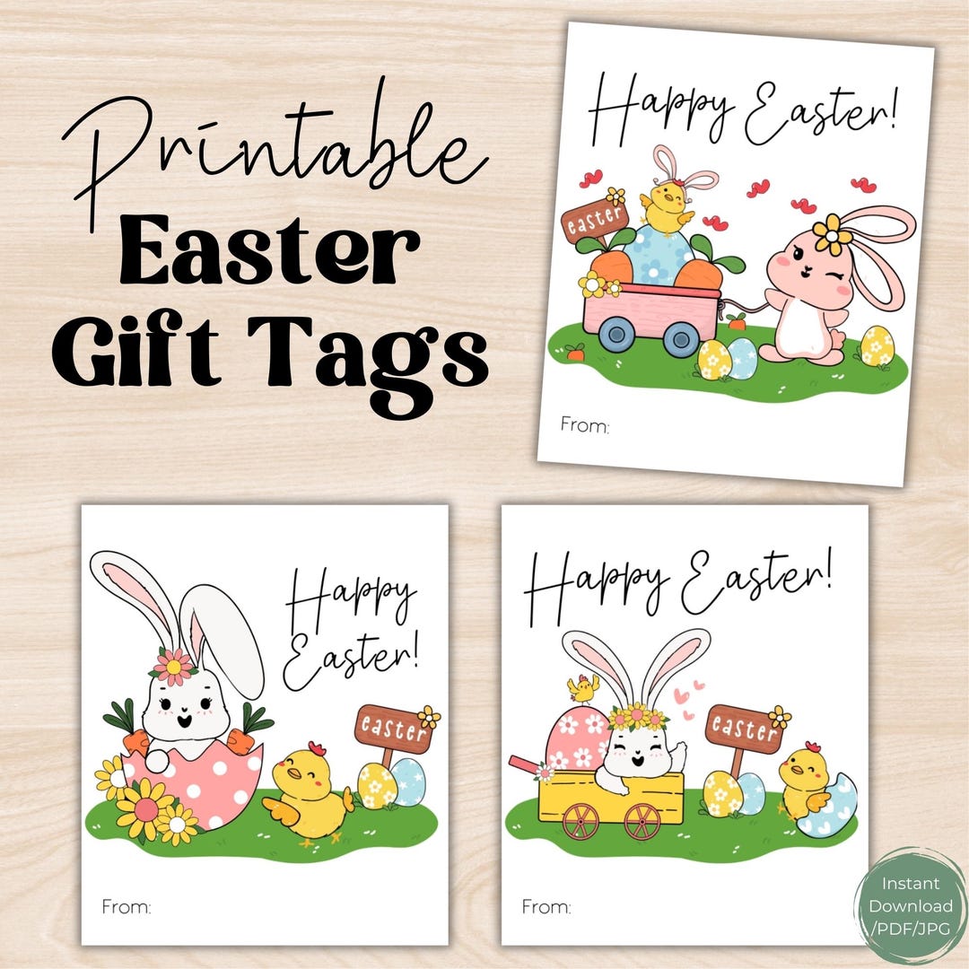 Cute Easter Bunny and Chick Gift Tag,printable Classroom Easter Favor ...
