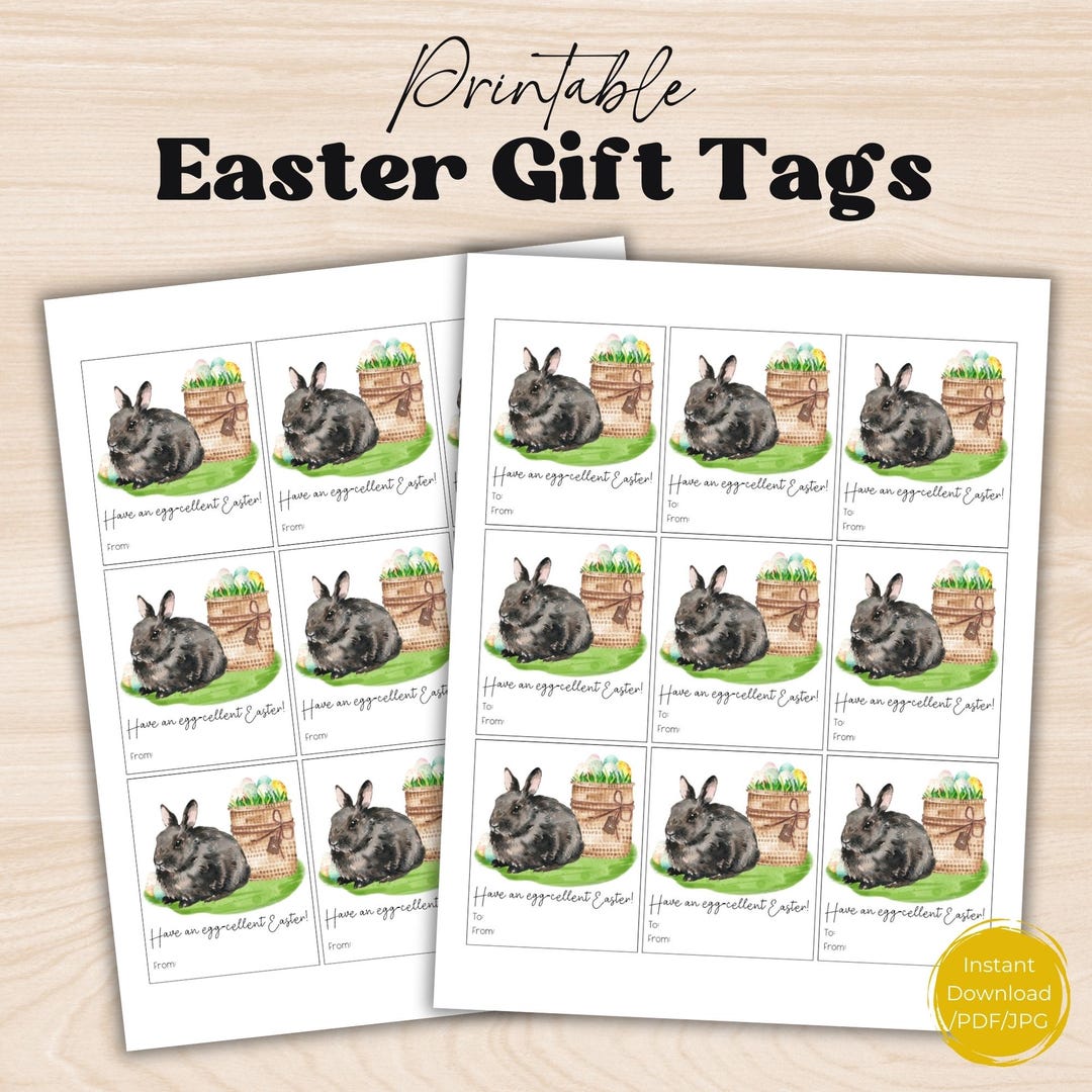 Printable Easter Gift Tags: Bunny & Eggs Classroom Treat Favor Tags ...