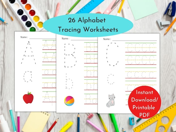 26 Upper and Lower Case Alphabet Tracing Printable - Etsy