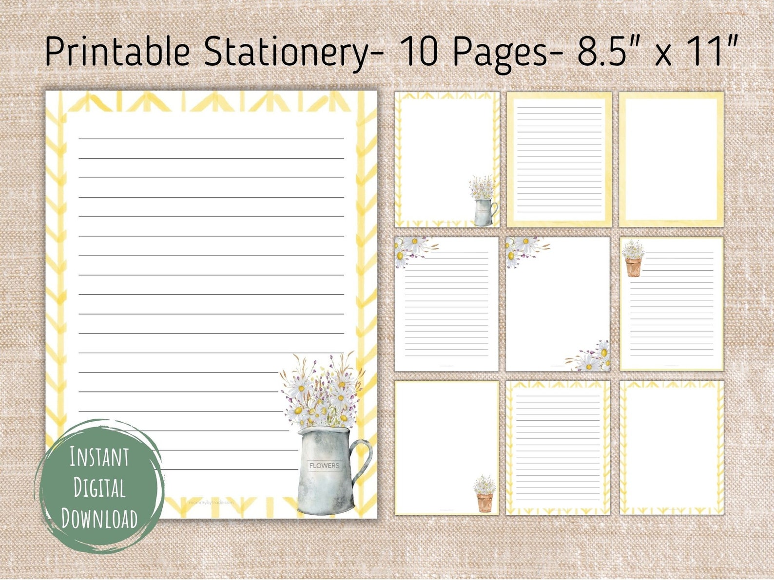 Printable Daisy Stationery,digital Download,printable Writing Paper ...