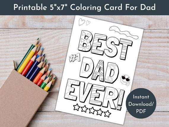 Printable Coloring Card for Dadprintable Fathers Day | Etsy