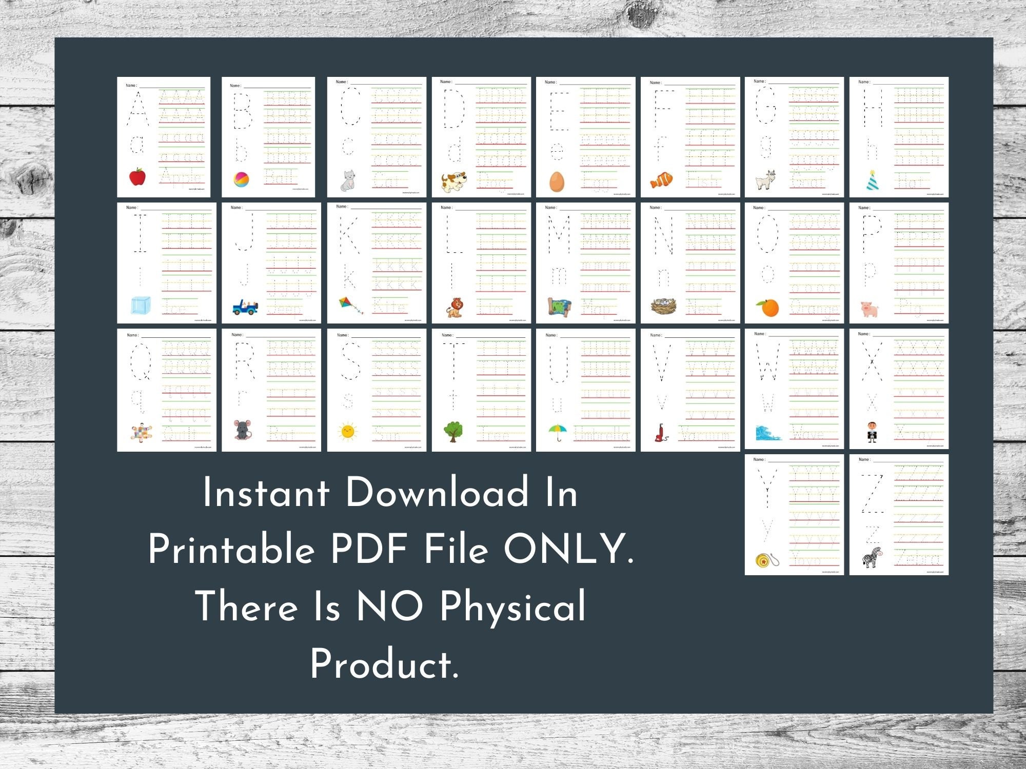 26 Upper and Lower Case Alphabet Tracing Printable Worksheets,preschool ...