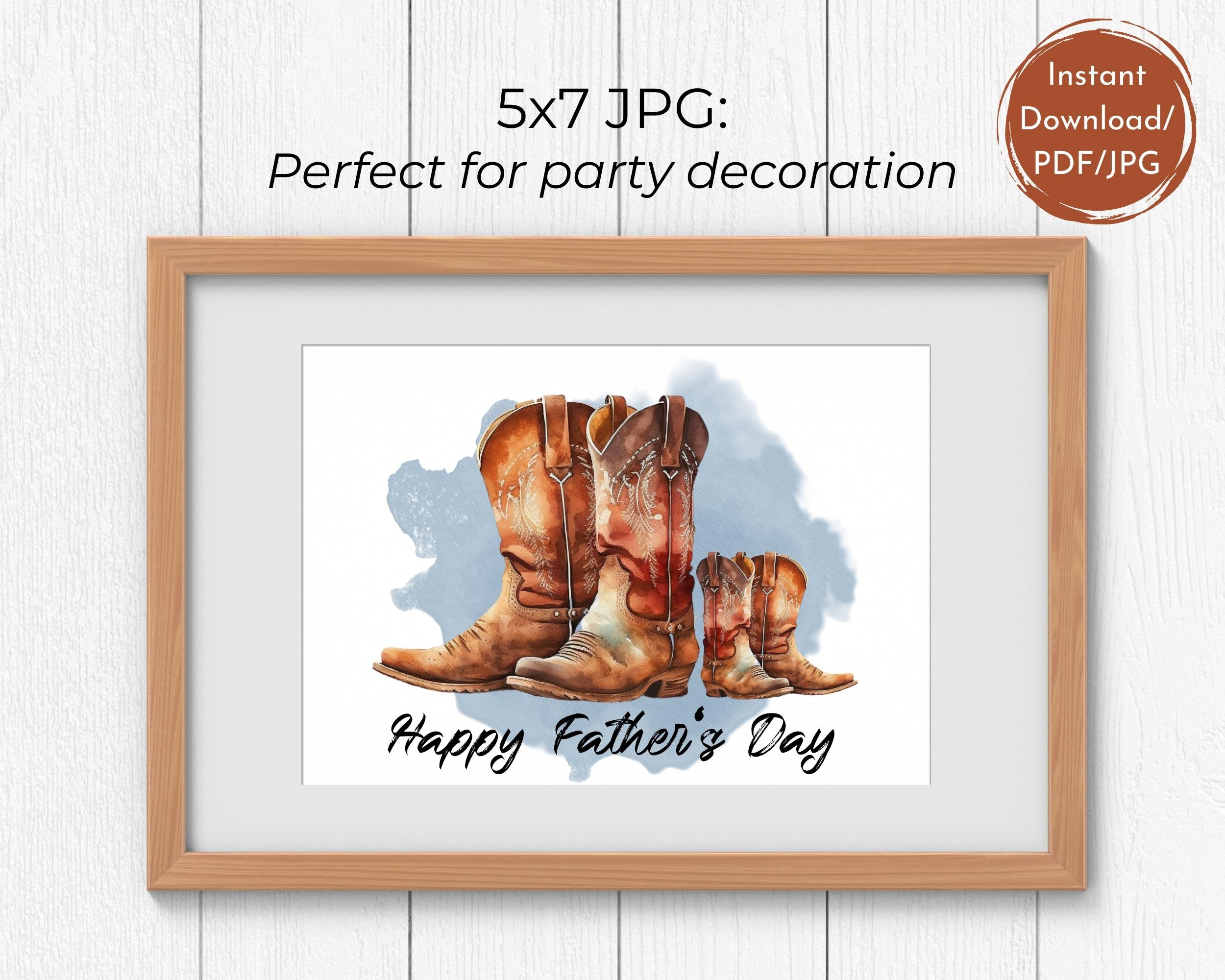Western Happy Fathers Day Card,printable Card for Dad,dad and Child ...