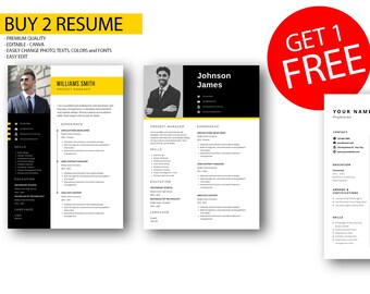 Professional Fillable Resume Template 1-2 Page Minimalist CV - Etsy