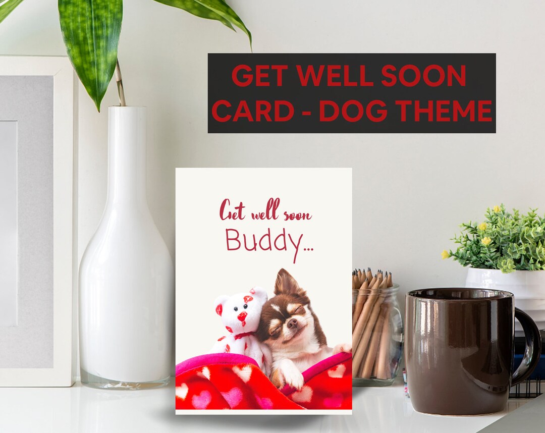 Get Well Soon Card, Dog, Warmth, Digital Card, Digital Download, Canva ...