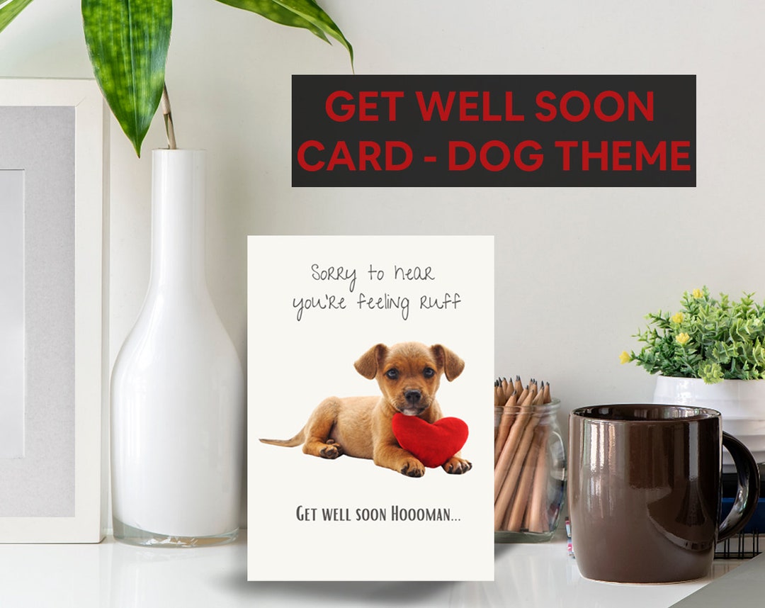Get Well Soon Card, Dog Themed, Warmth, Digital Card, Digital Download ...