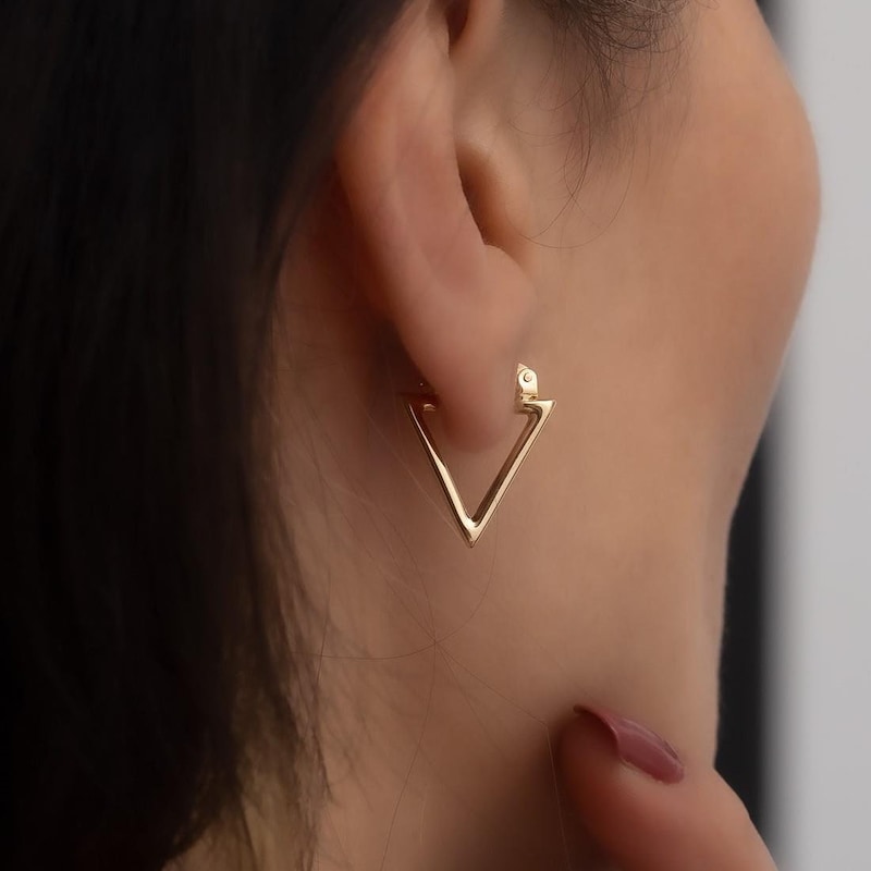 Gold Triangle Earrings - Etsy