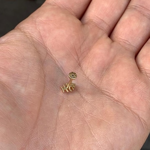 14K Solid Gold Fishbone Tragus Piercing /handmade Flat Back Helix ...