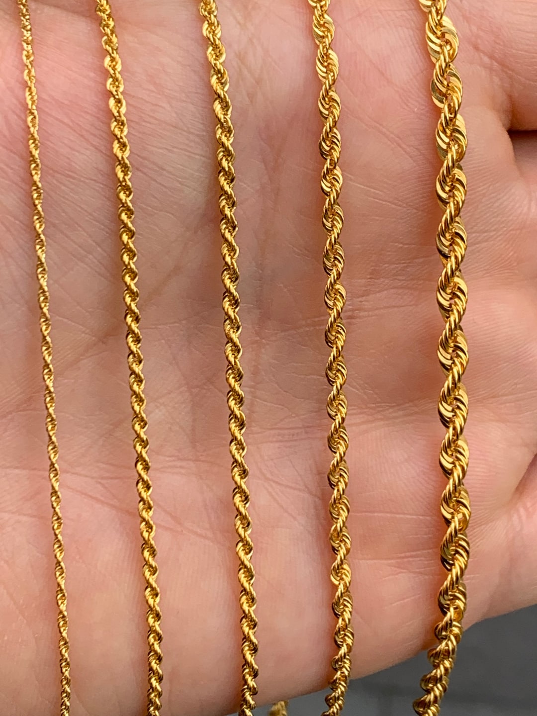 14K Solid Gold Rope Chain Necklace /genuine Gold Rope Necklace ...