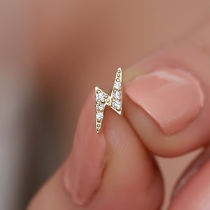 14K Solid Gold Zigzag Tragus Piercing/lightning Piercing/handmade Flat ...