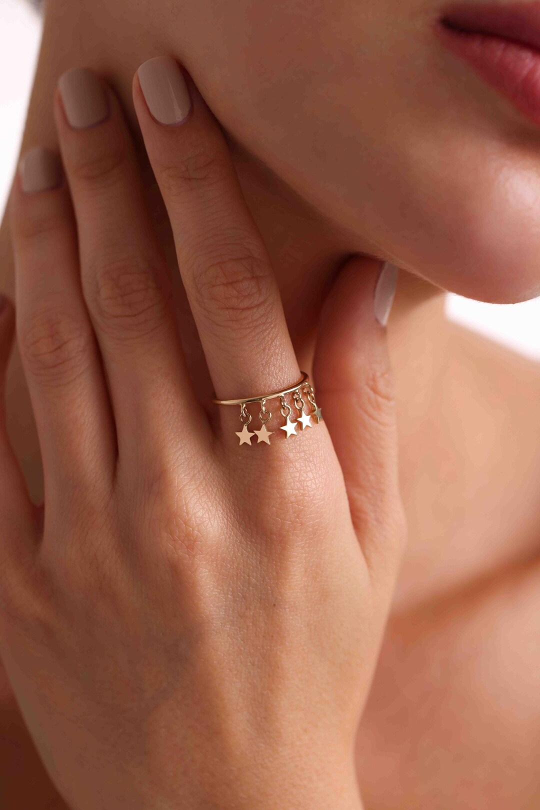 14k Gold Five Star Ring / Minimalist Star Ring / Elegant Ring /gold ...