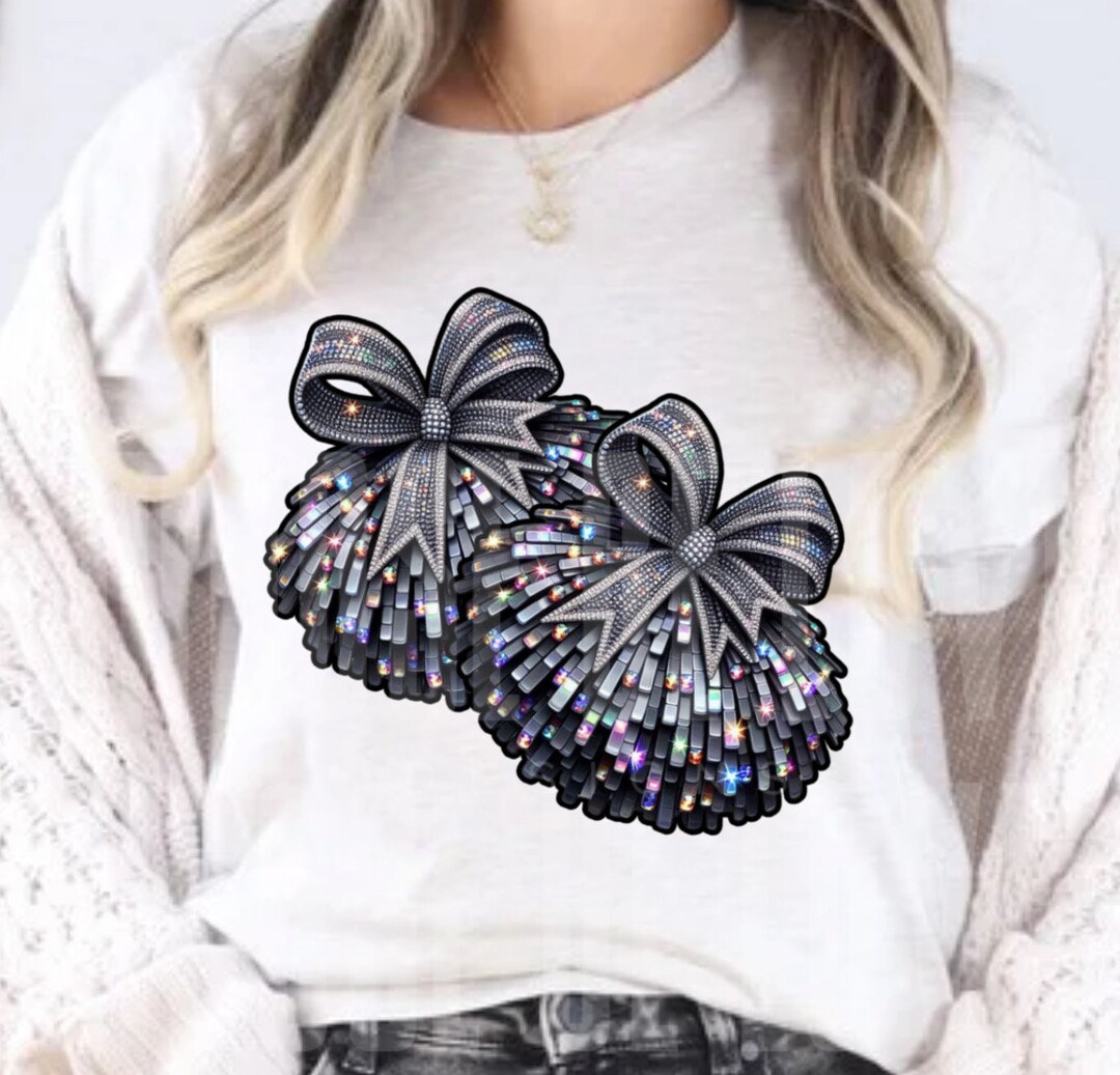 Faux Rhinestone Cheerleading Pom Png, Faux Embroidery, Faux Glitter ...