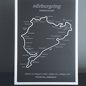 Nordschleife Nürburgring - Full Metal Wall Art - Metal Frame - F1 Gifts ...