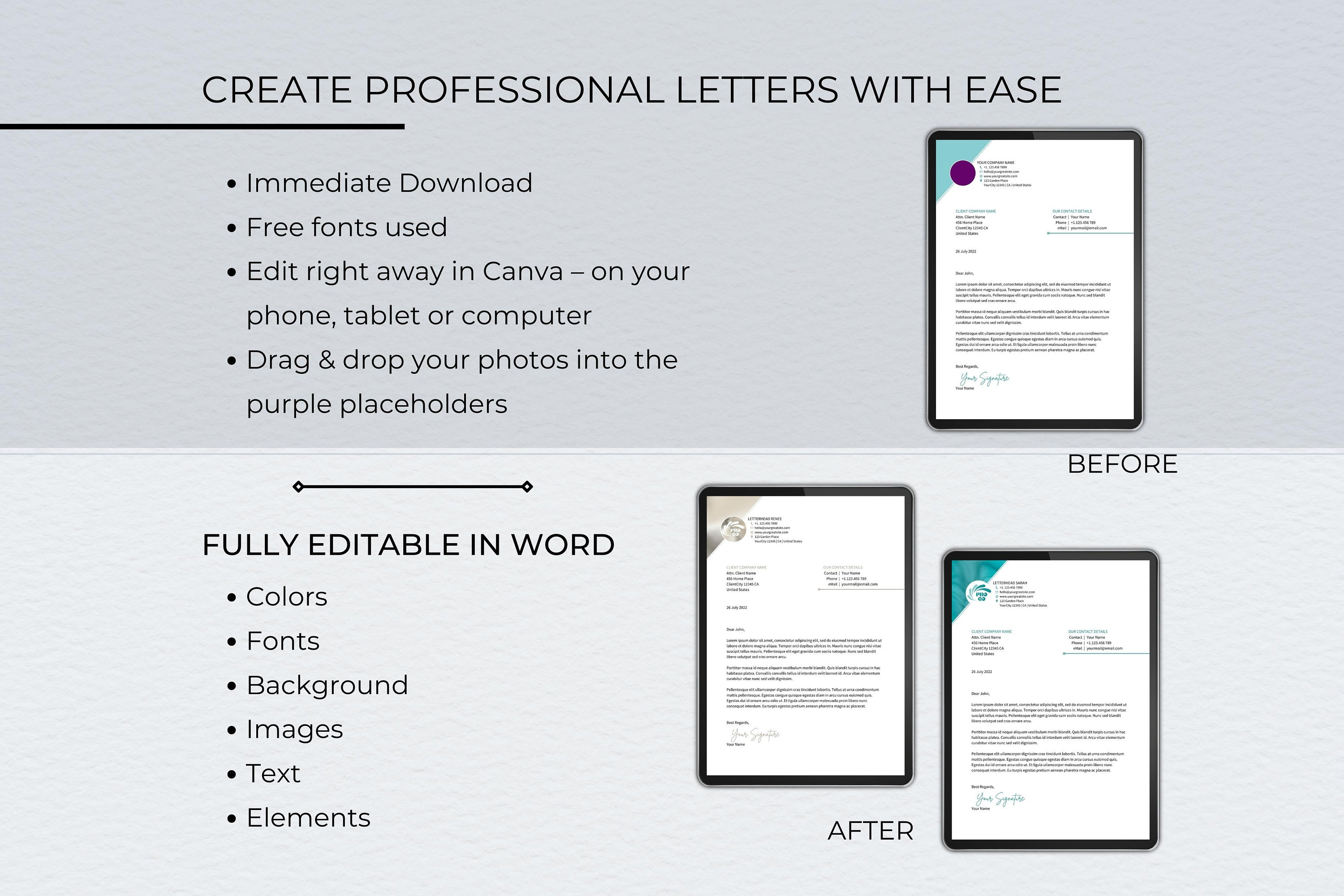 Letterhead Canva Template Bundle Modern Editable Business - Etsy