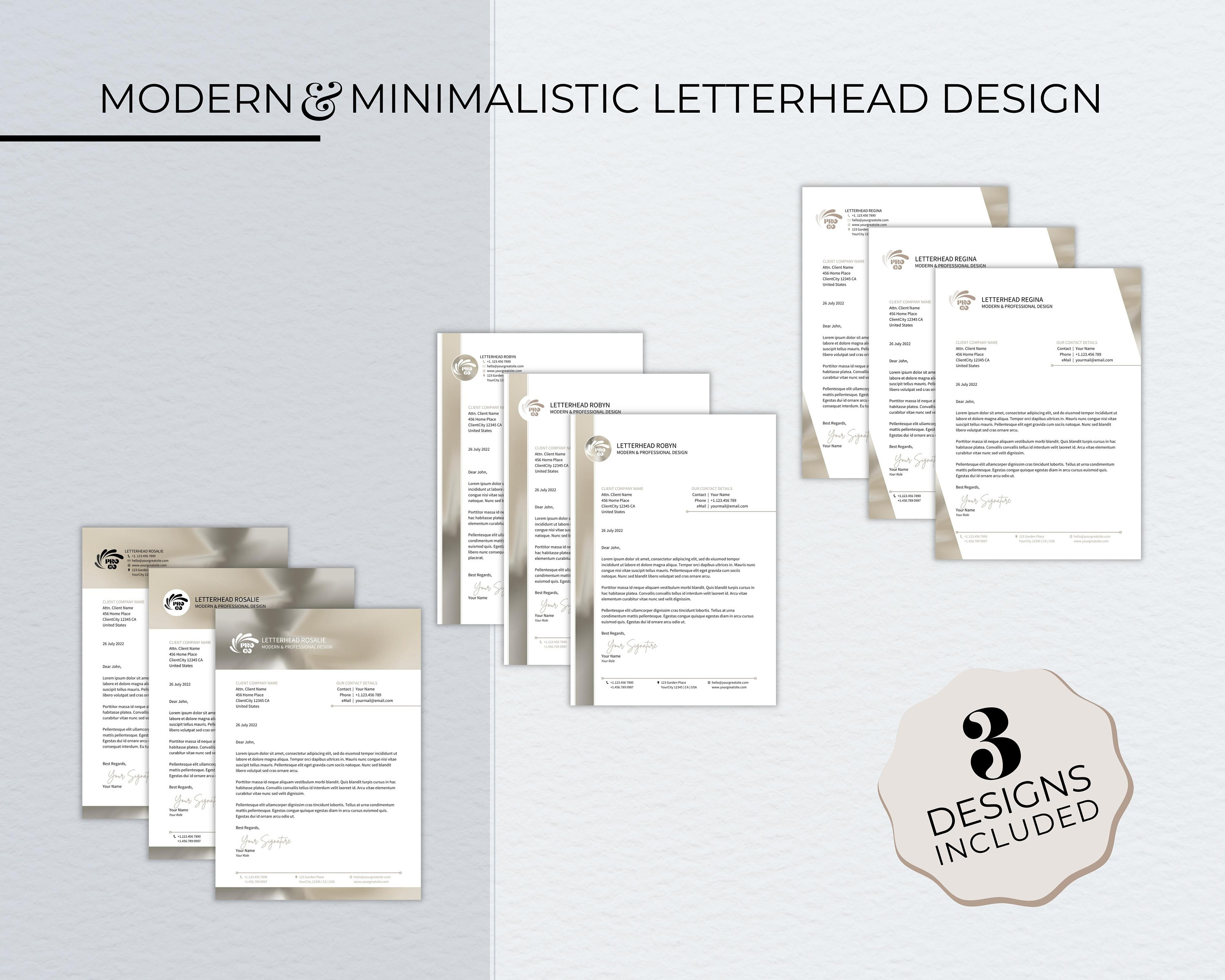Letterhead Canva & Word Template Bundle, Modern Editable Business ...