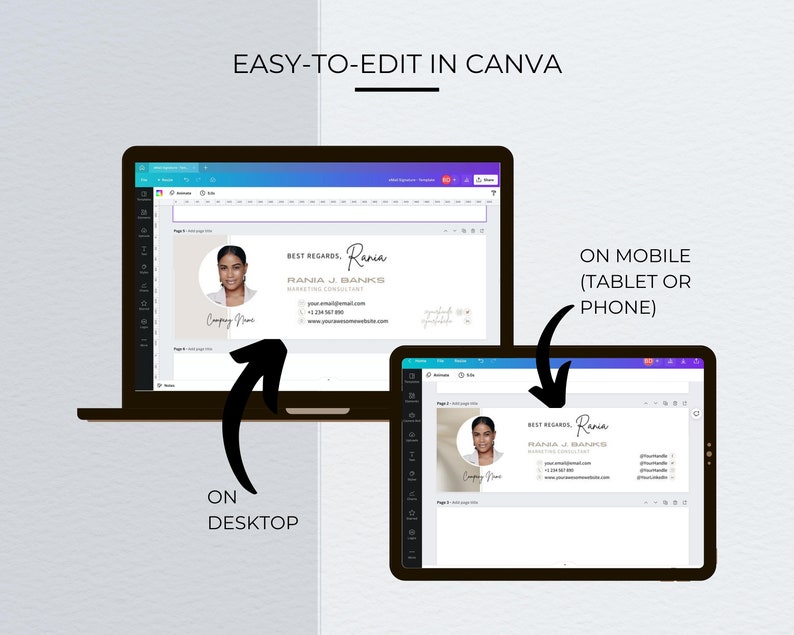 Email Signature Canva Template With Photo Modern E-mail | Etsy