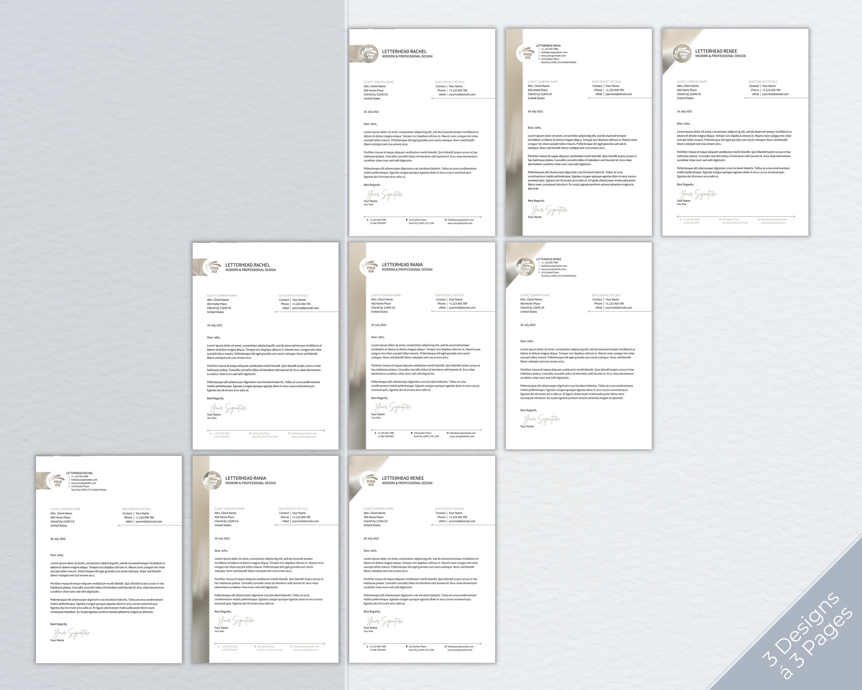 Letterhead Canva Template Bundle, Modern Editable Business Letterhead ...