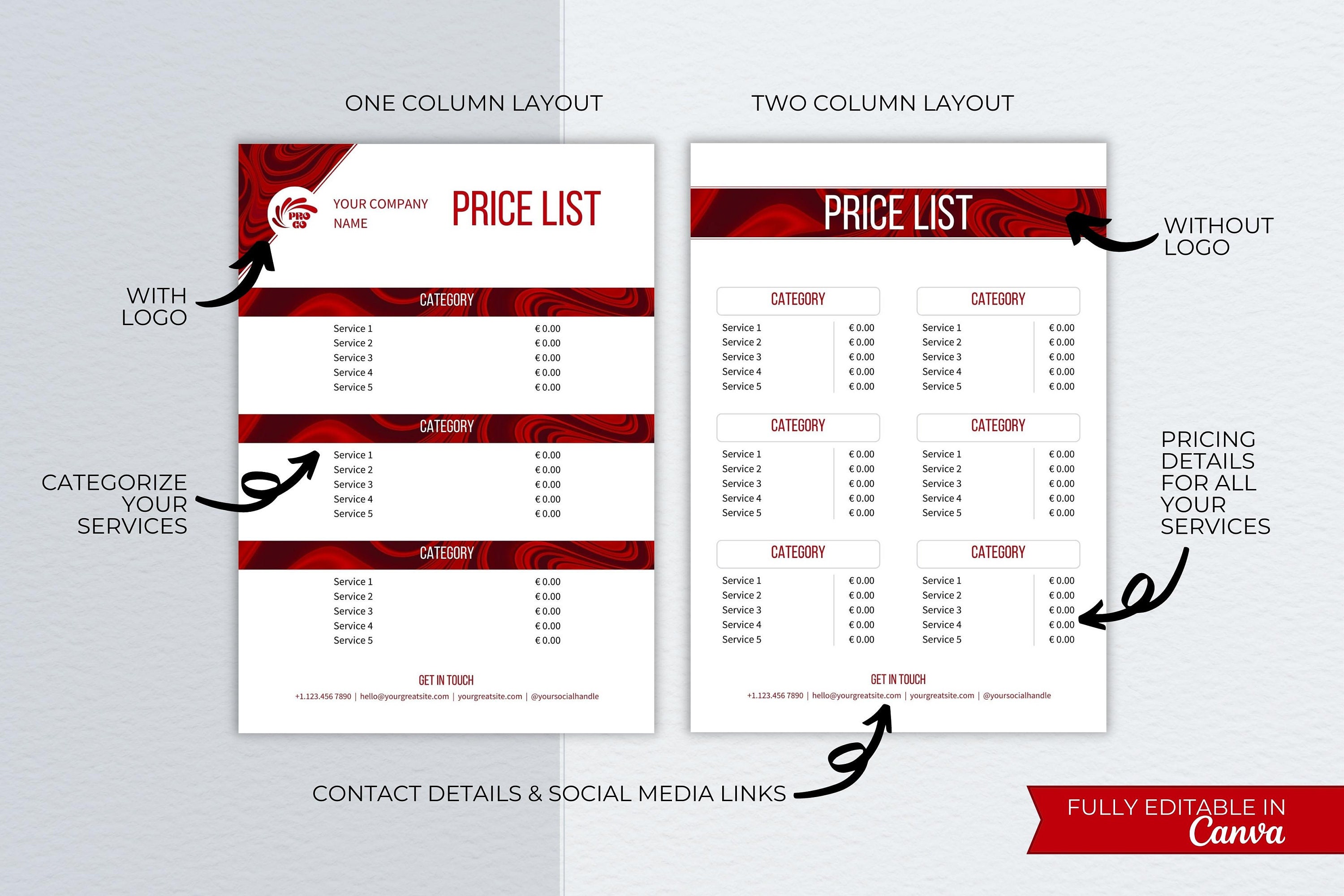 Price List Canva Template, Fully Editable Price Sheet, Printable Price ...