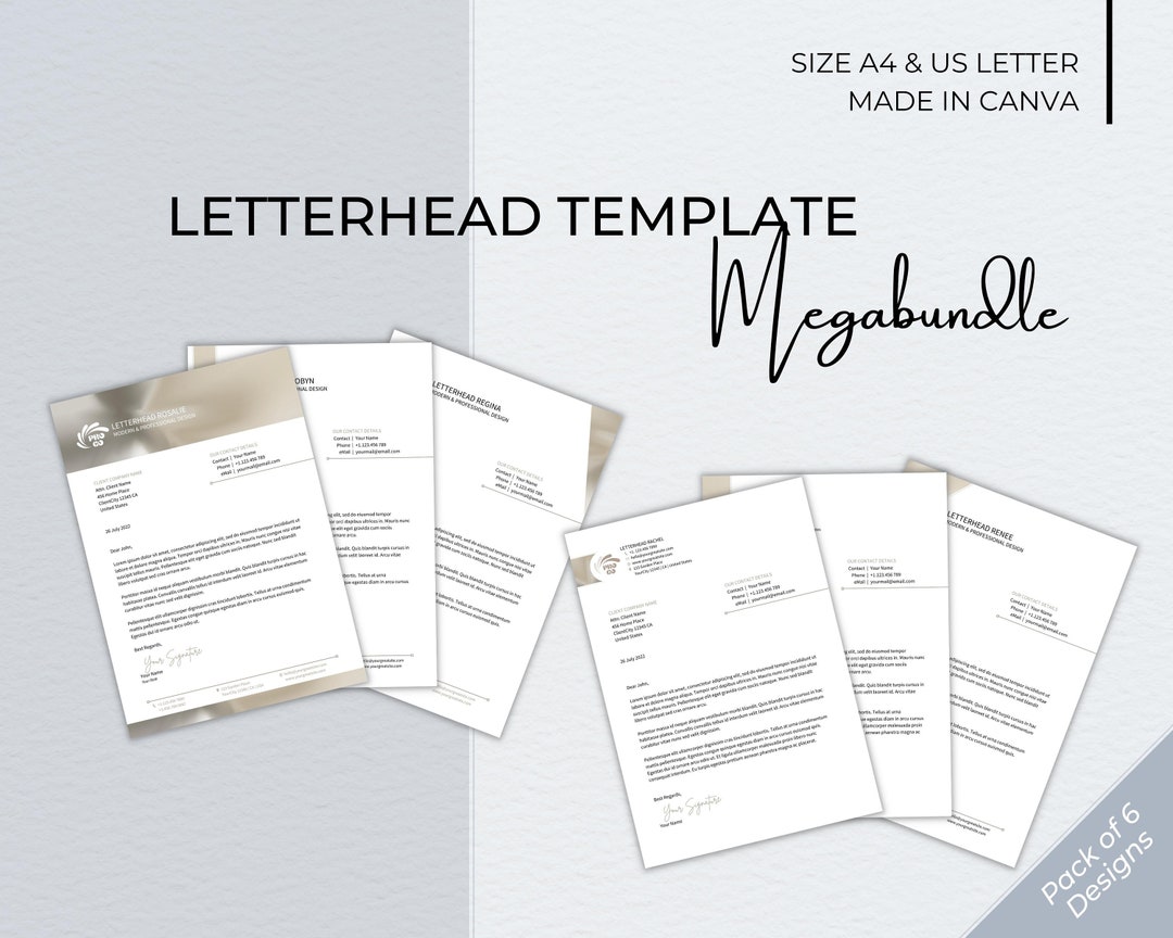 Letterhead Canva Template Bundle, Modern Editable Business Letterhead ...