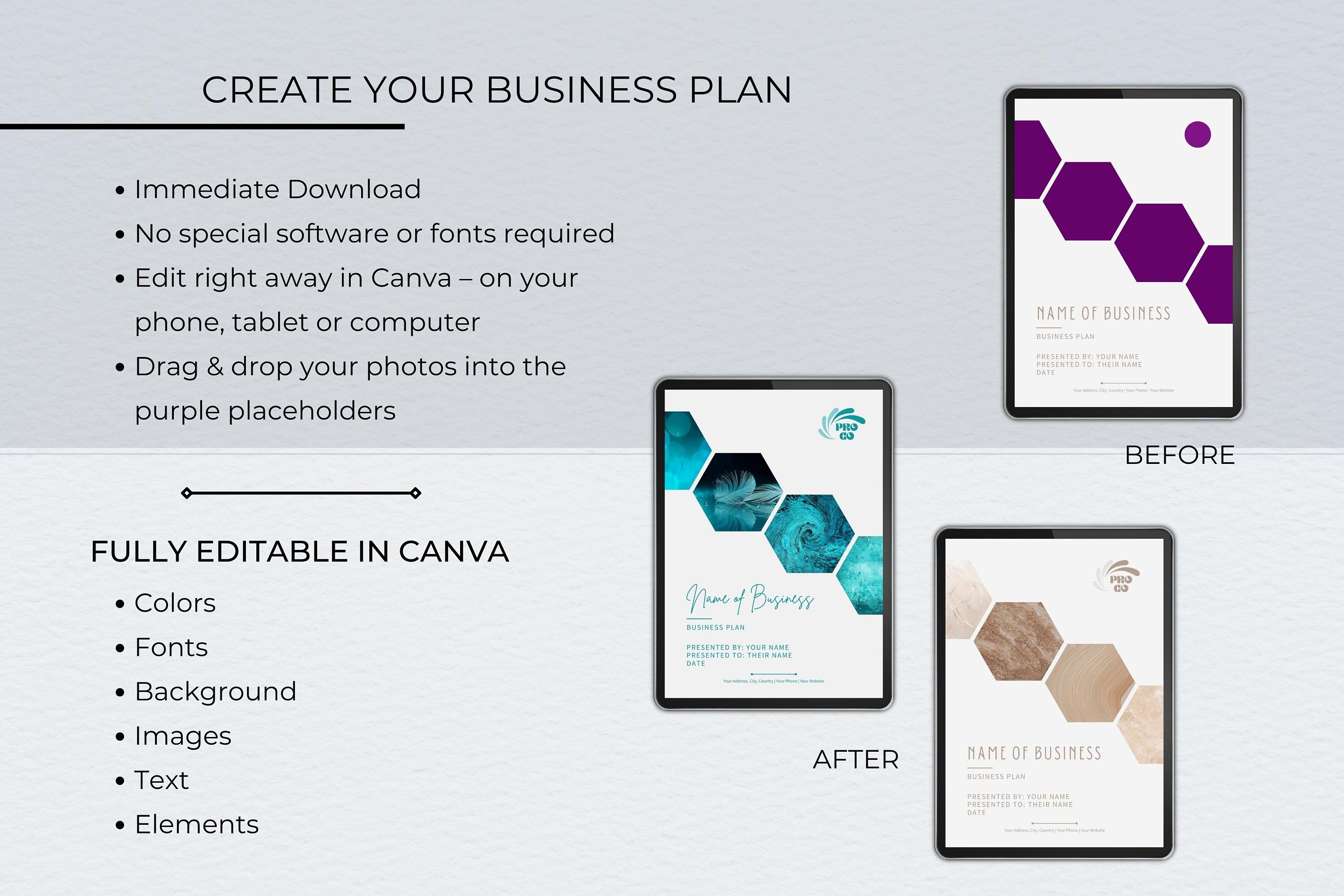 Business Plan Template, Professional Business Planner Proposal, Startup ...