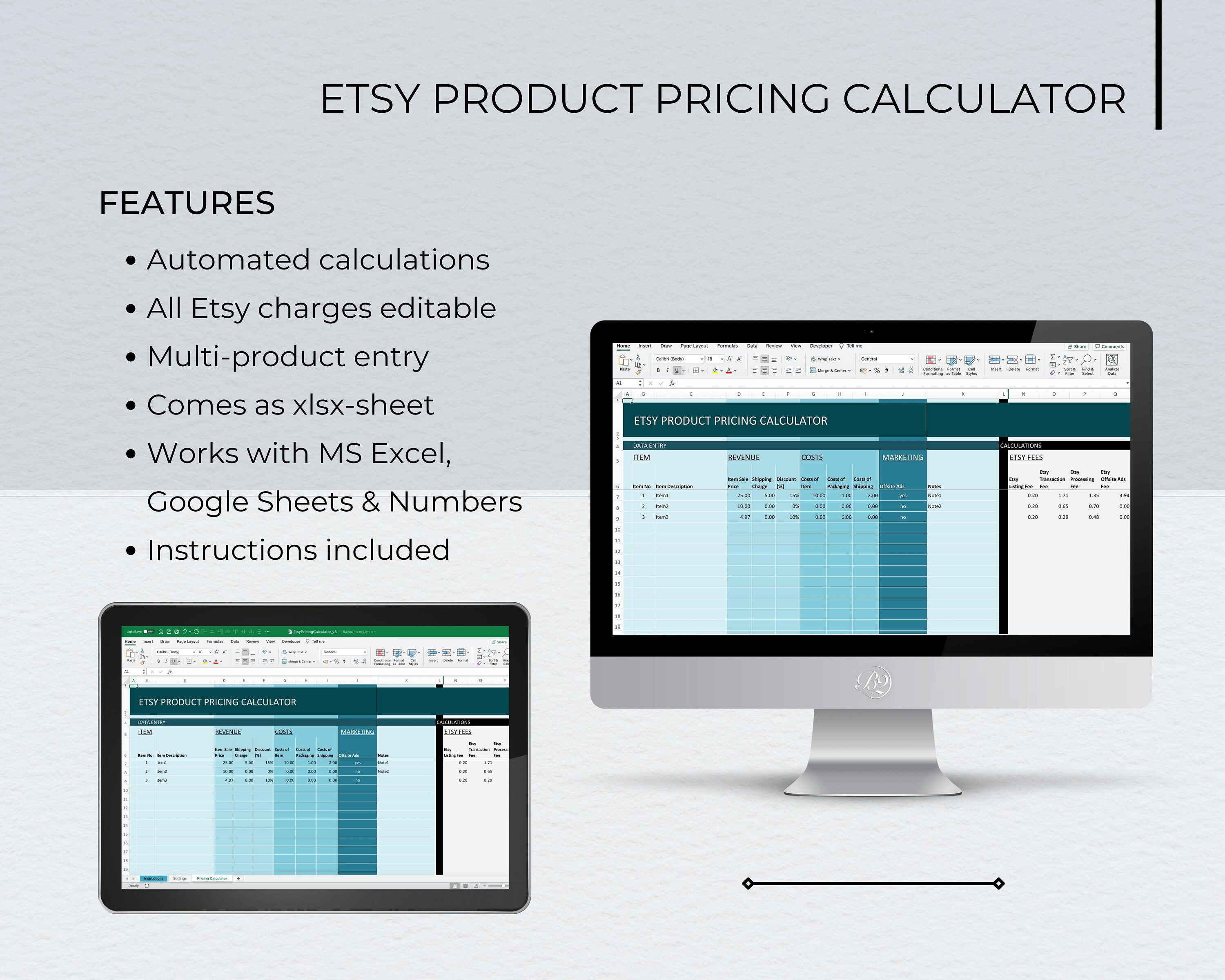 Etsy Product Pricing Calculator, Fully Editable Spreadsheet, Etsy ...