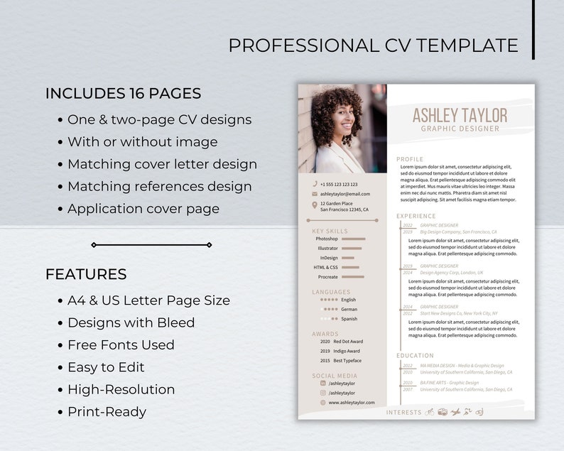 CV Template Professional Resume Template Executive CV Template ...