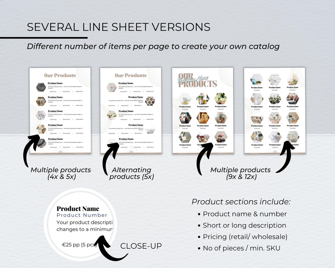 50 Editable Product Catalog & Line Sheet Templates Product Pricing ...