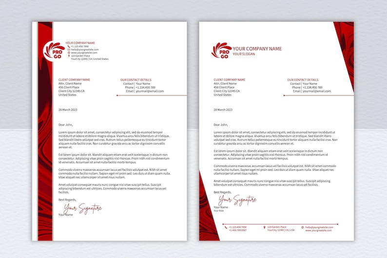 Editable Letterhead Template Bundle, Modern Business Design (MS Word ...