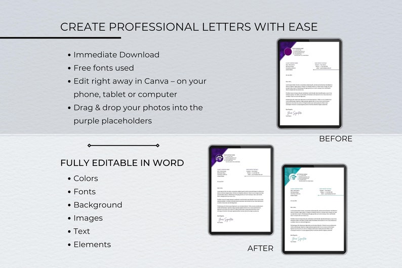 Letterhead Canva Template Bundle, Modern Editable Business Letterhead ...