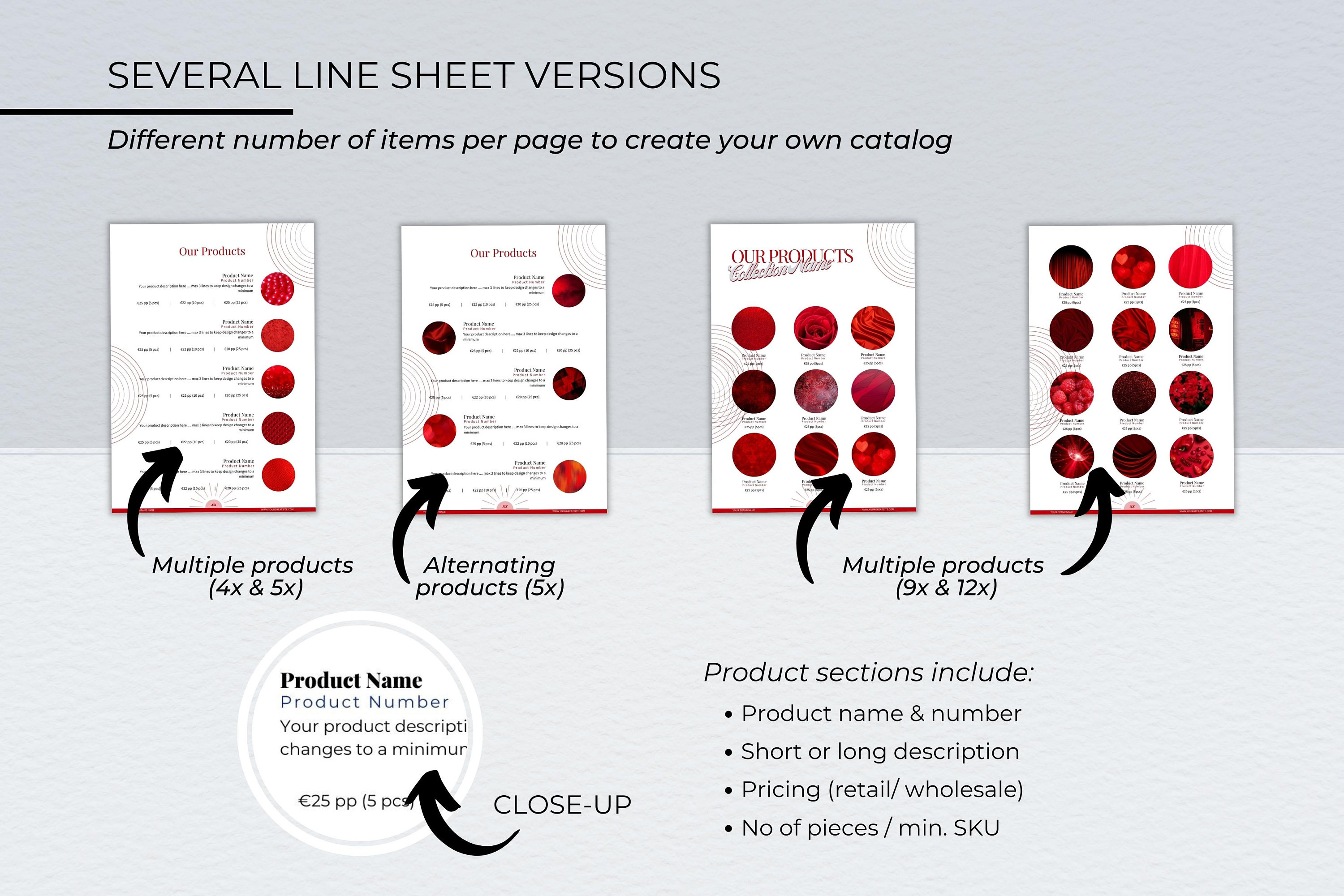 35+ Editable Product Catalog & Line Sheet Templates | Product Pricing ...
