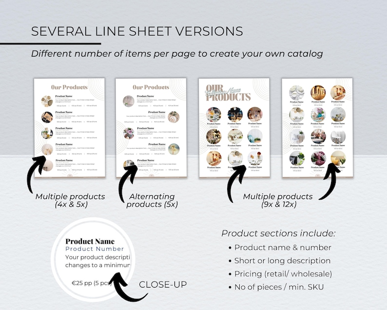 35+ Editable Product Catalog & Line Sheet Templates | Product Pricing ...