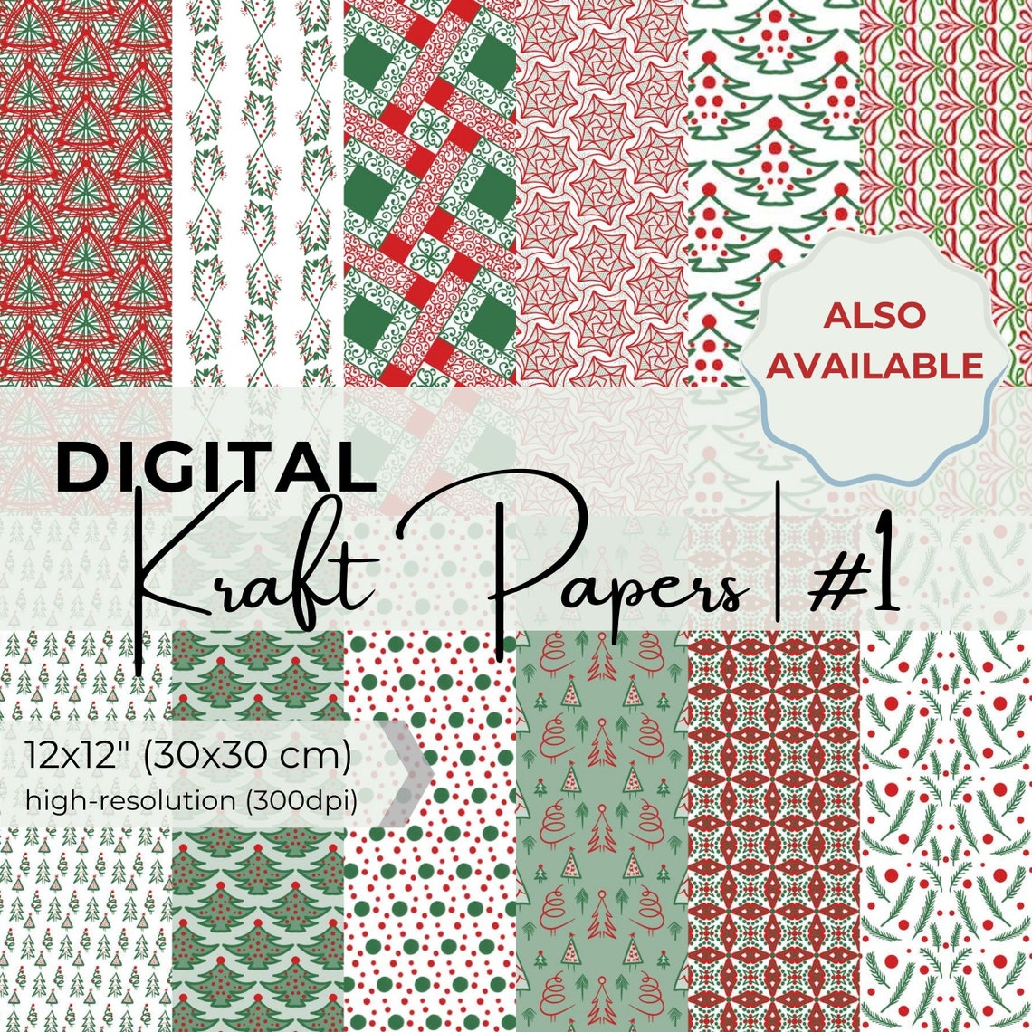 Kraft Digital Paper Digital Scrapbook Paper DIY Wrapping Paper ...