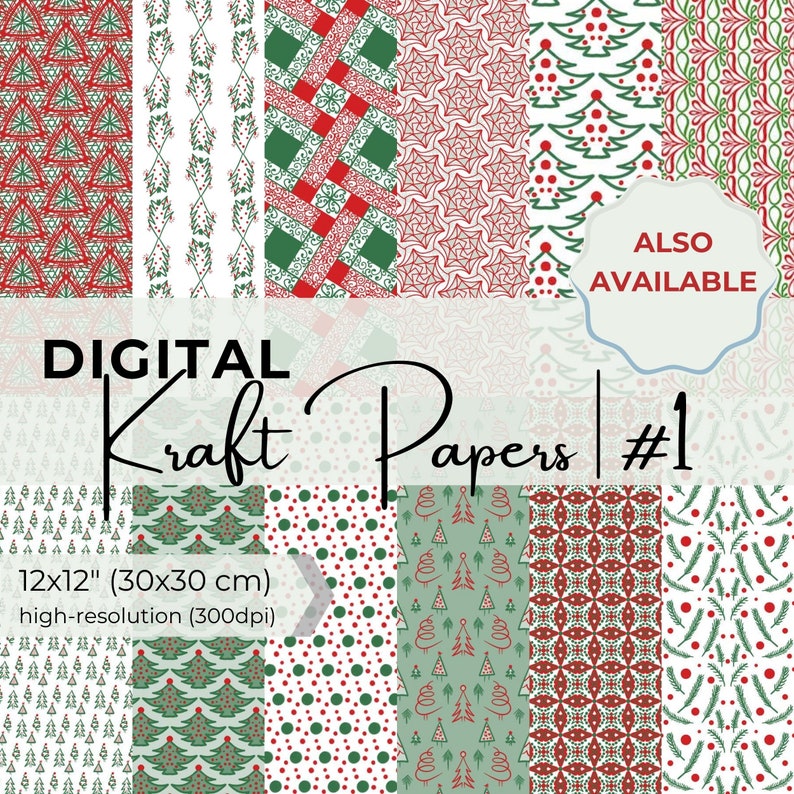 Kraft Digital Paper Digital Scrapbook Paper DIY Wrapping Paper ...