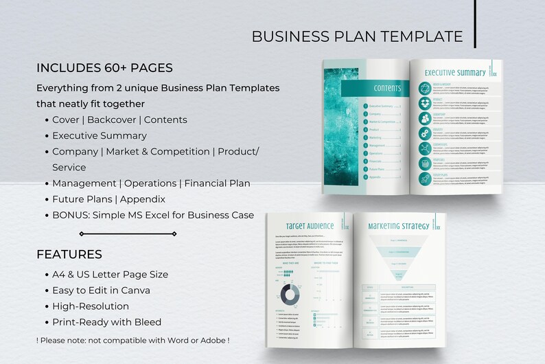 Editable Business Plan Template, Canva Workbook (A4/US Letter) - Etsy