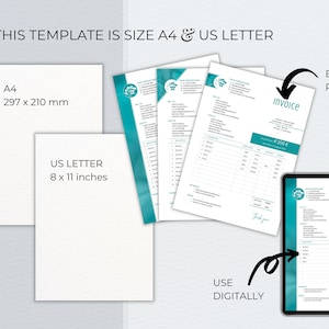 Editable Invoice Template Bundle, Modern Business Receipt (A4 & US ...