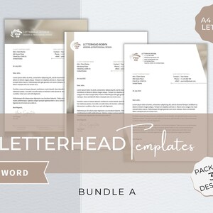 Letterhead Word Template Bundle, Modern Editable Business Letterhead ...