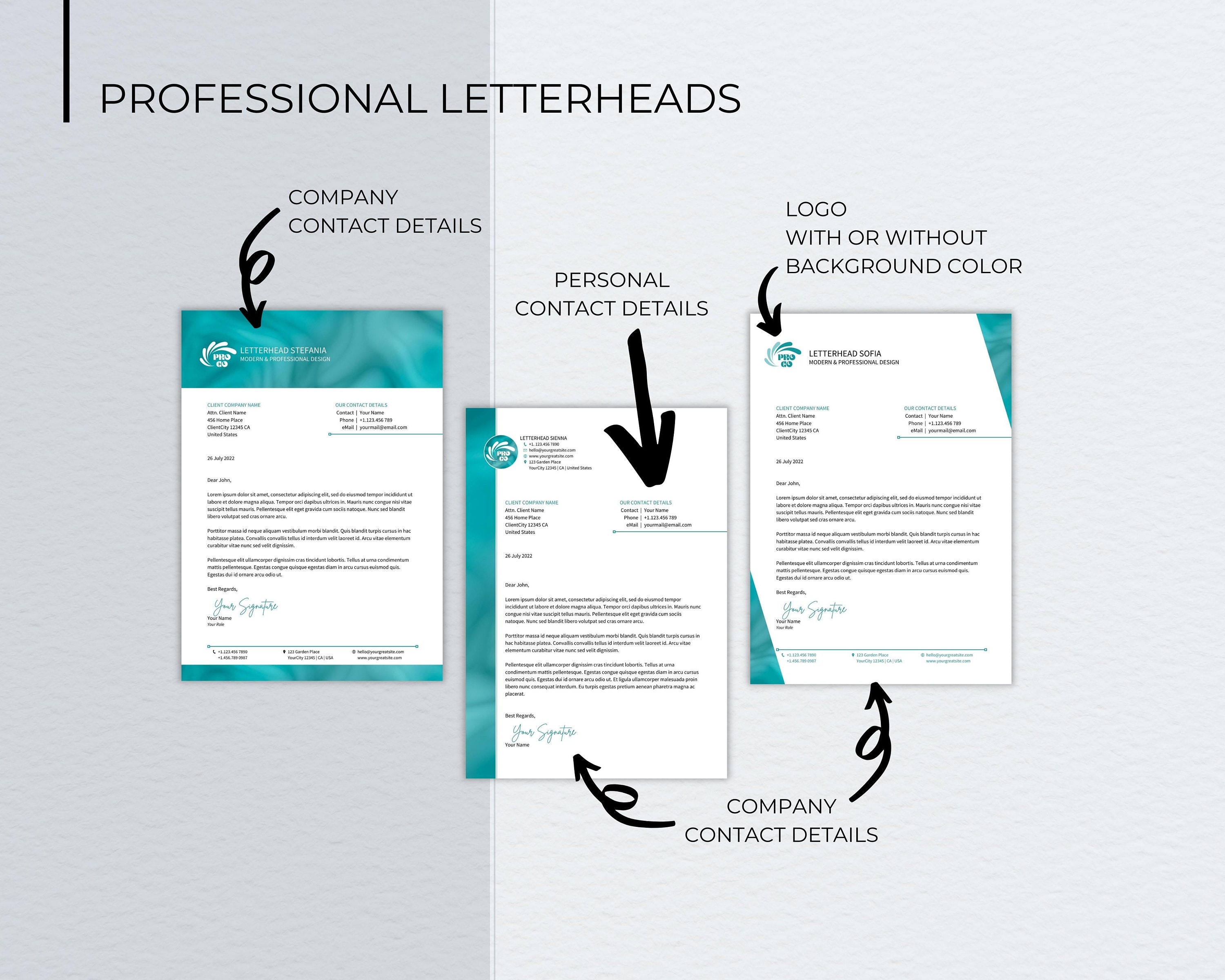 Starter Kit Editable Word Template Bundle, Modern Business Letterhead ...