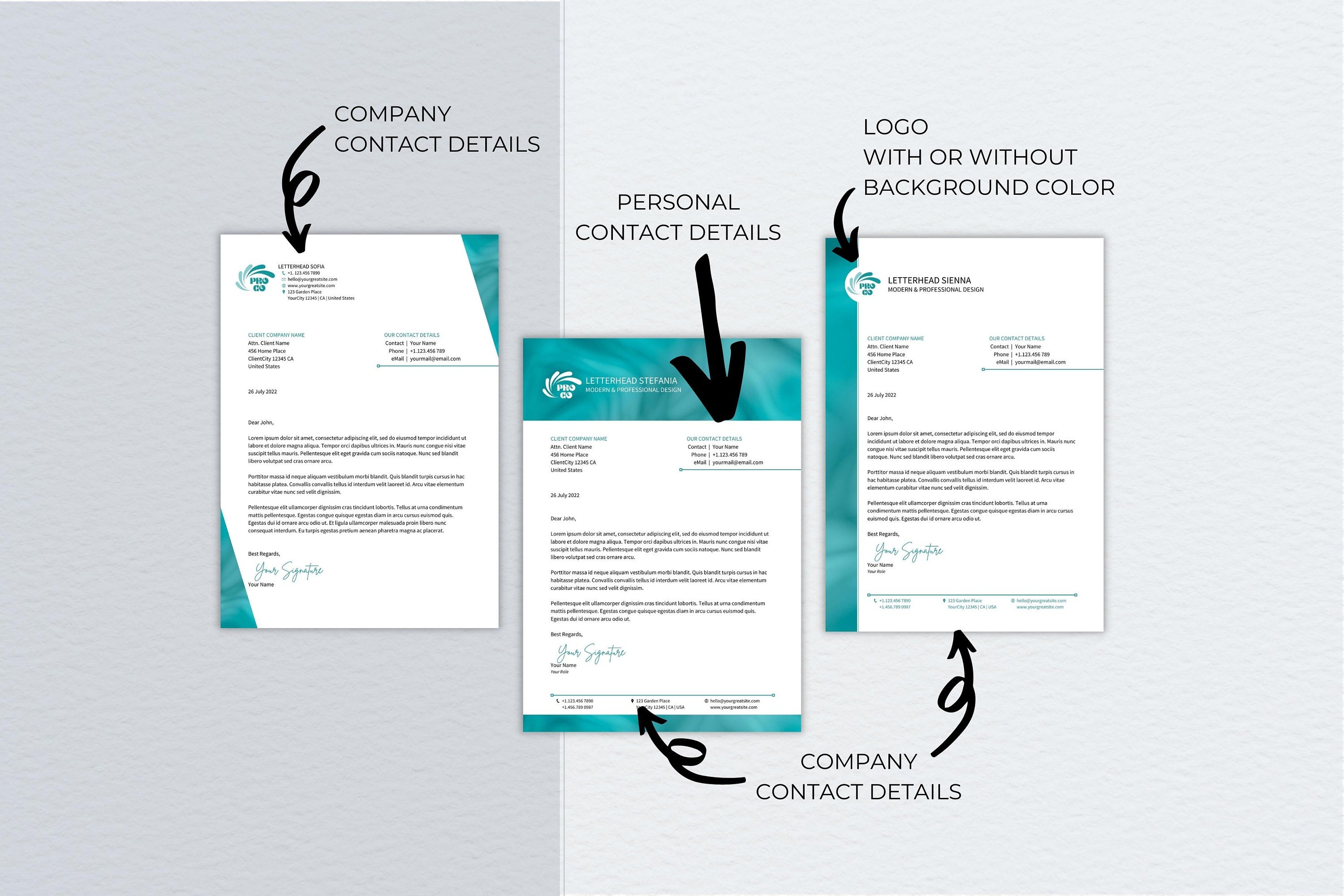 Letterhead Canva Template Bundle, Modern Editable Business Letterhead ...