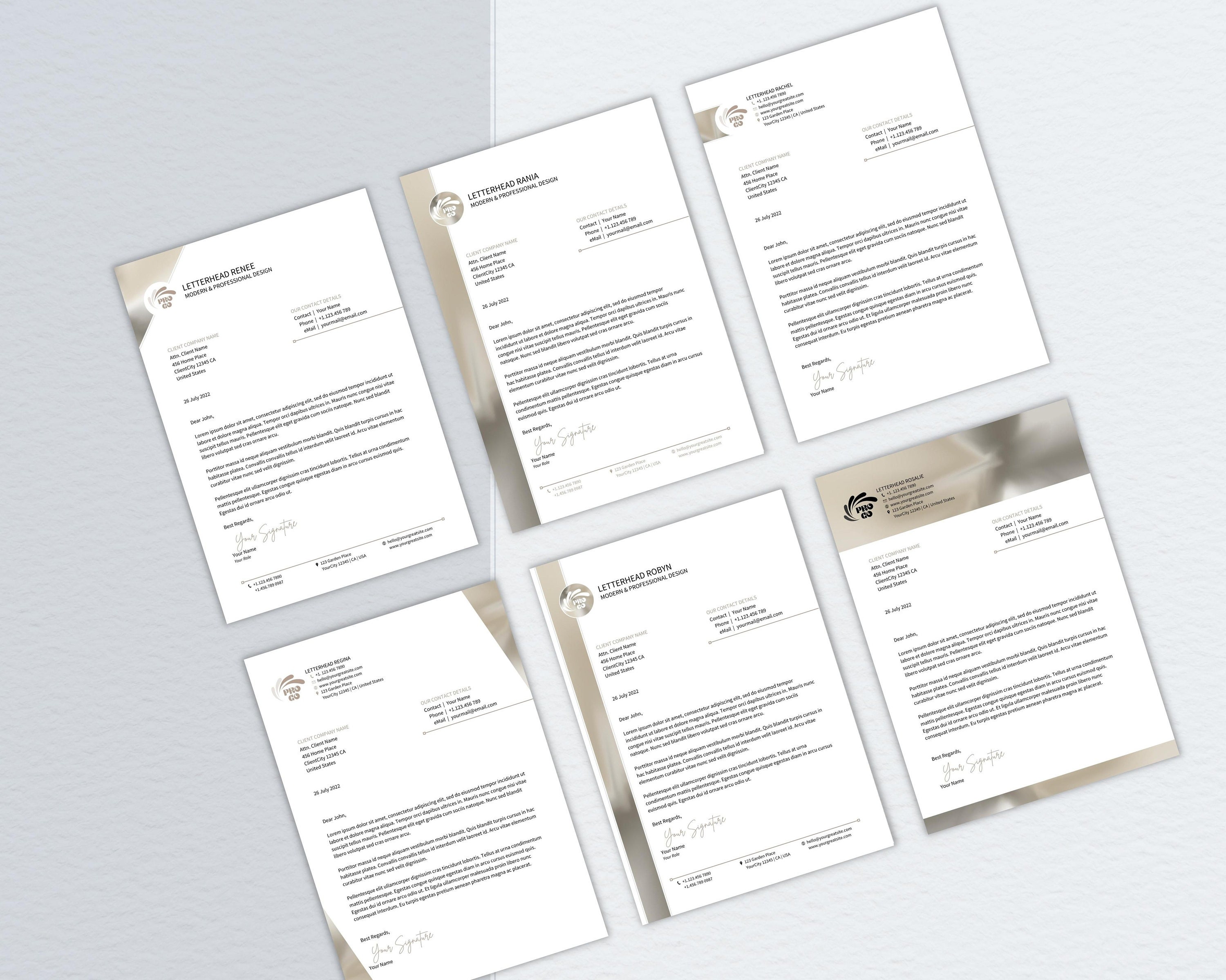 Editable Letterhead Template Bundle, Modern Business Design (MS Word ...