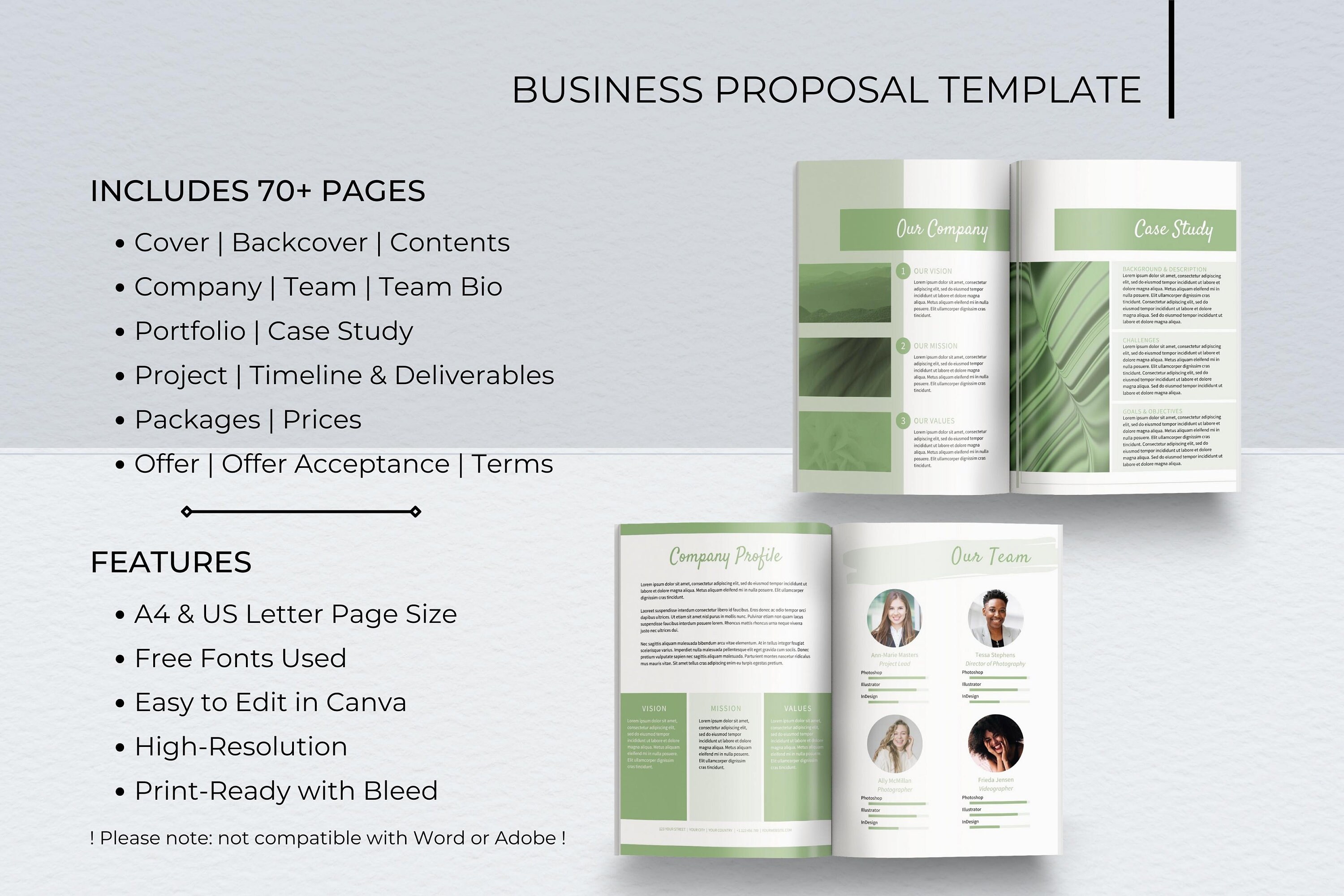 Business Proposal Template Bundle: 70+ Page Project Management Canva ...