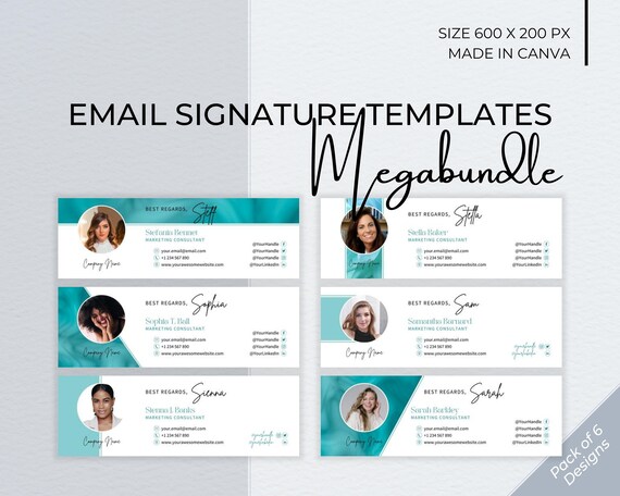 Email Signature Canva Template Bundle With Photo Modern | Etsy
