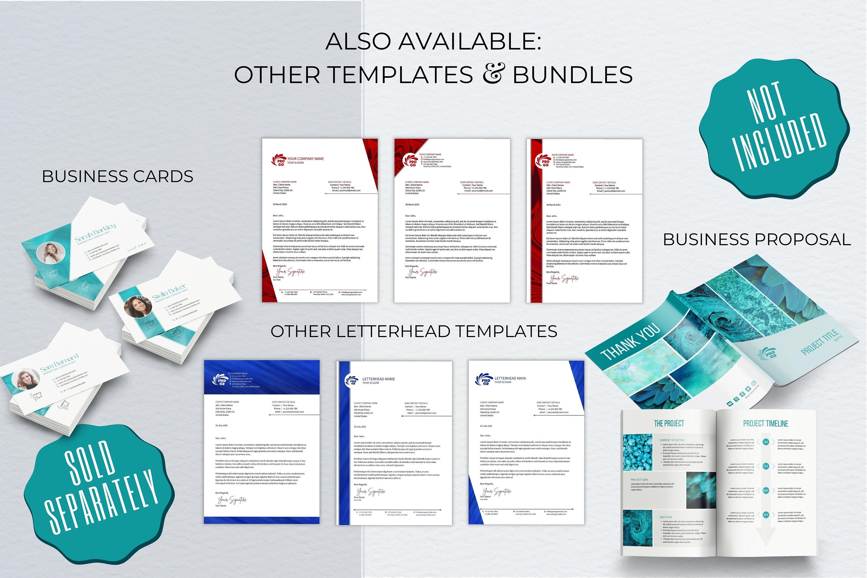 Letterhead Canva Template Bundle, Modern Editable Business Letterhead ...