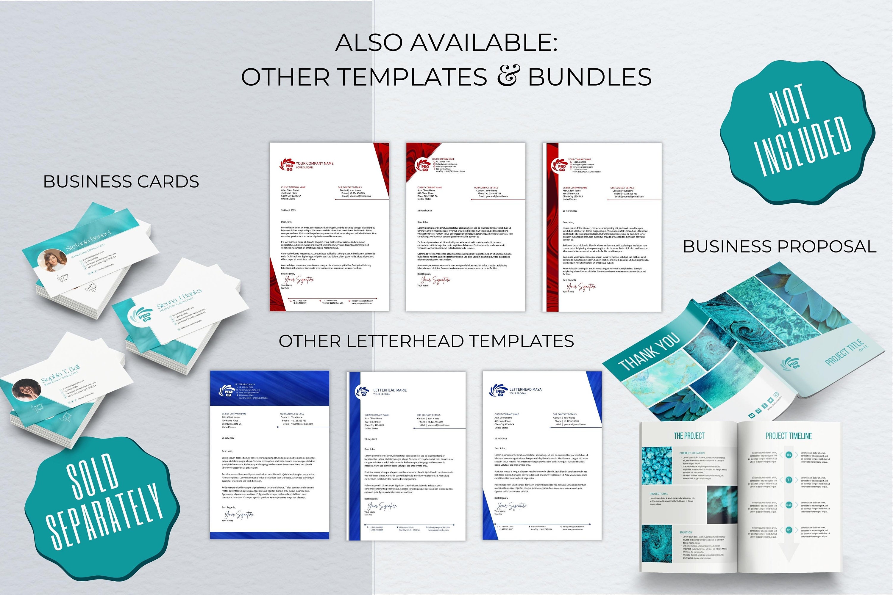 Letterhead Canva Template Bundle, Modern Editable Business Letterhead ...